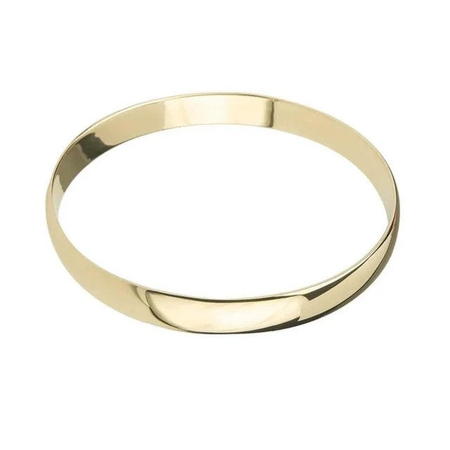solid gold d shape bangle