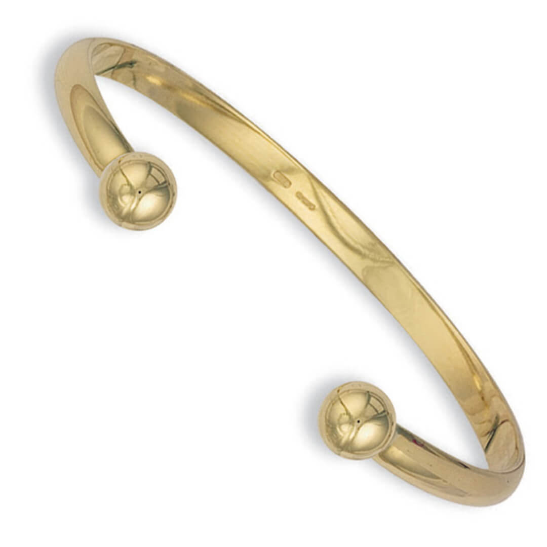 9ct solid Gold Torque Bangle 4mm D Shape for Women | Newbury's