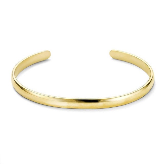 solid gold d shape bangle