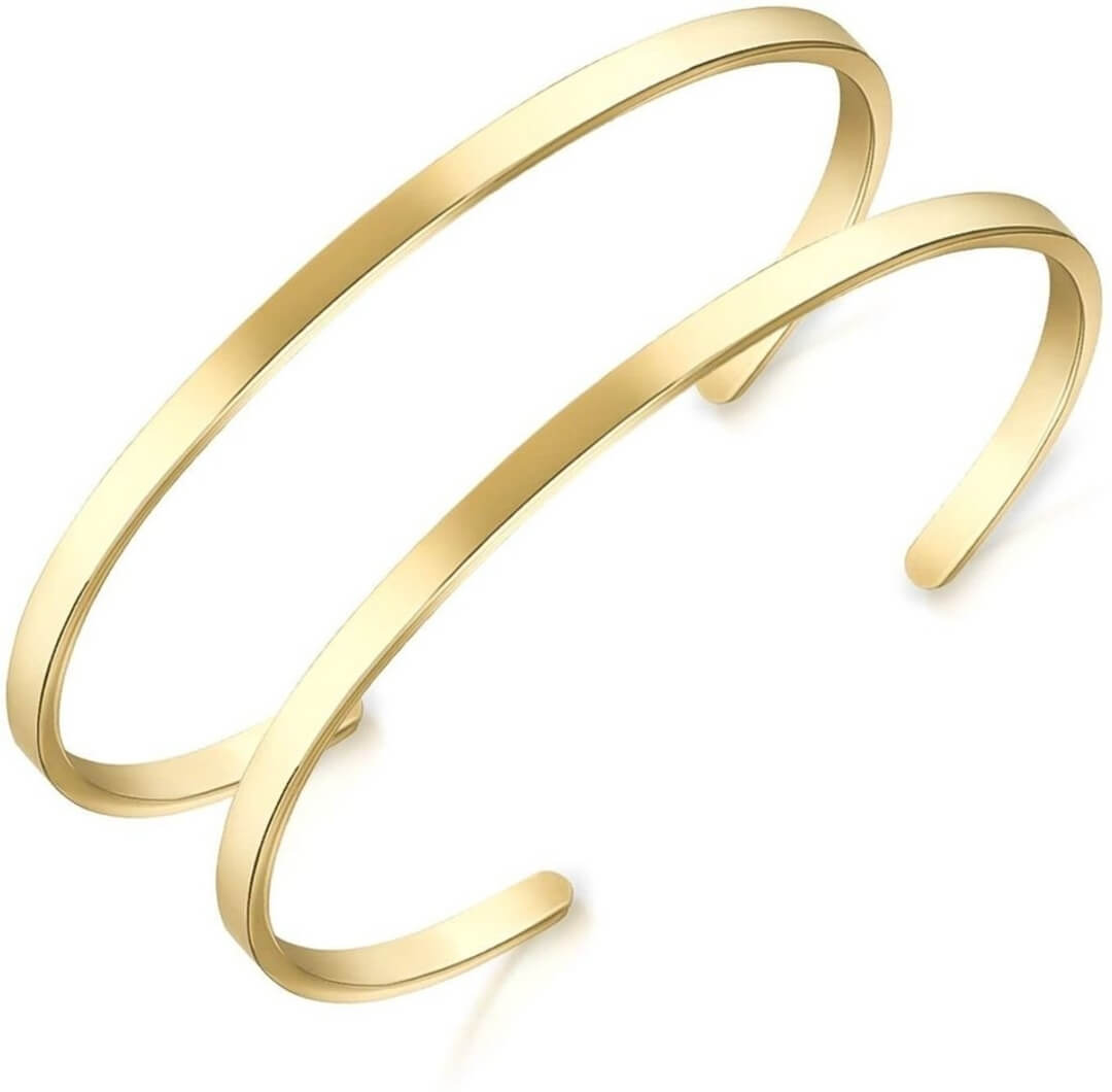 solid gold d shape bangle