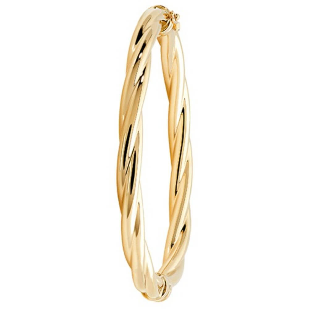 9ct Yellow Gold Ladies Creole hinged Bangle | Newbury's
