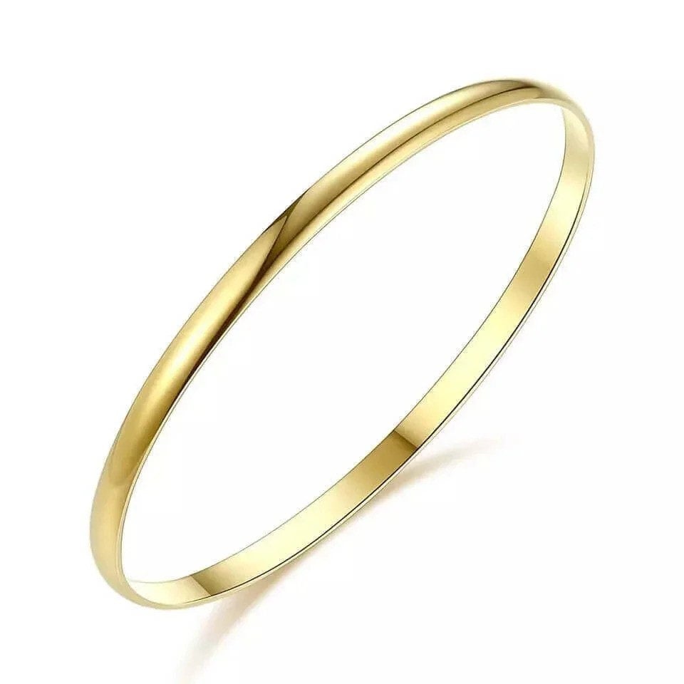 Solid 9ct Gold 4mm D Shape Bangle for Women | Newbury's