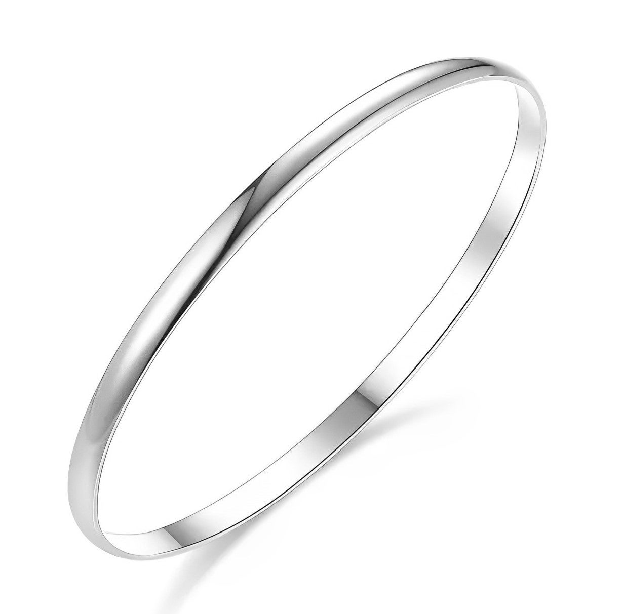 Solid Platinum 3mm D Shape Bangle for Women | Newbury's