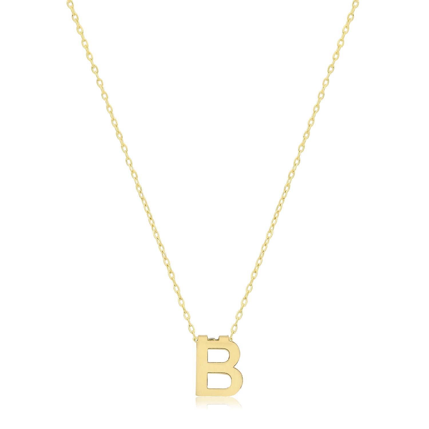 9ct Gold B Initial Necklace 17 inch | NEWBURY'S