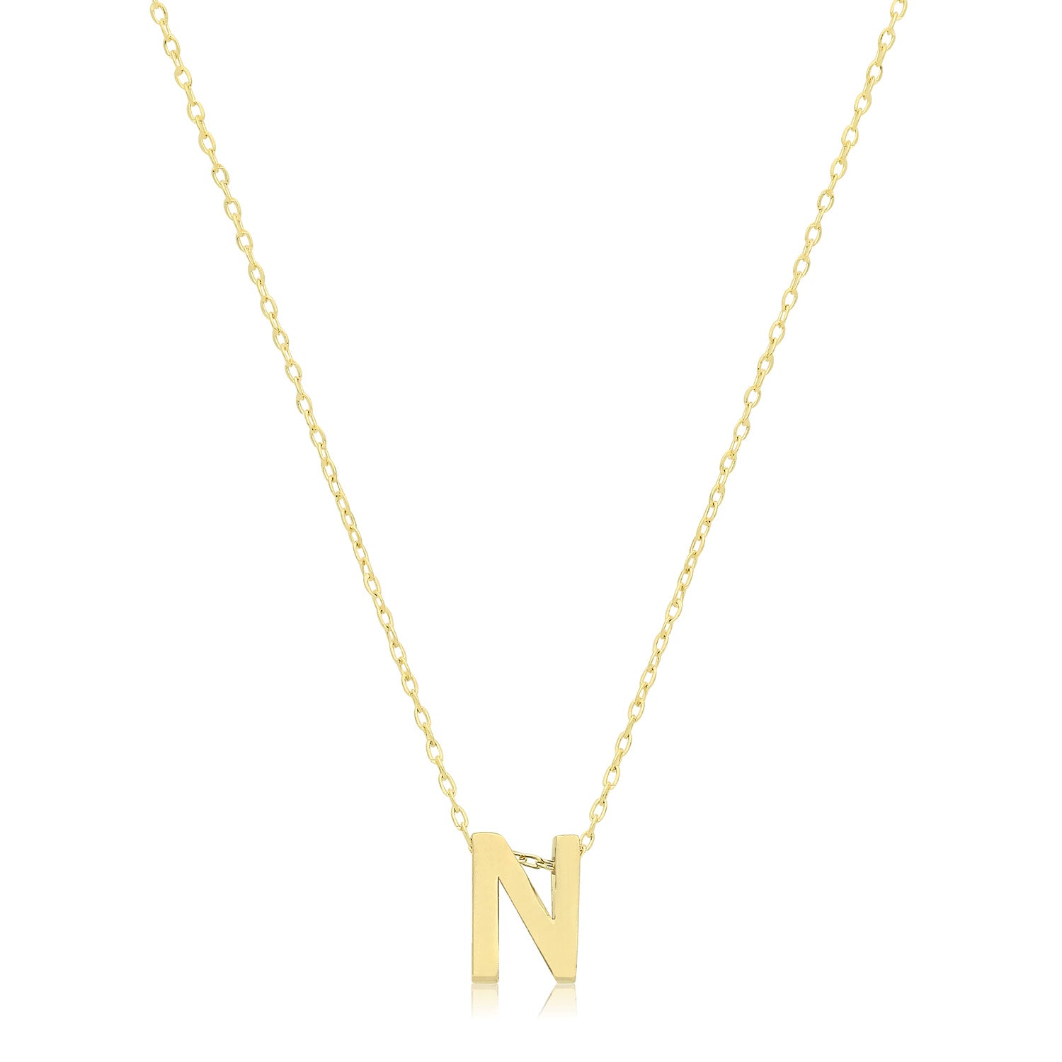 9ct Gold N Initial Pendant Necklace 17 inch for Women | NEWBURY'S