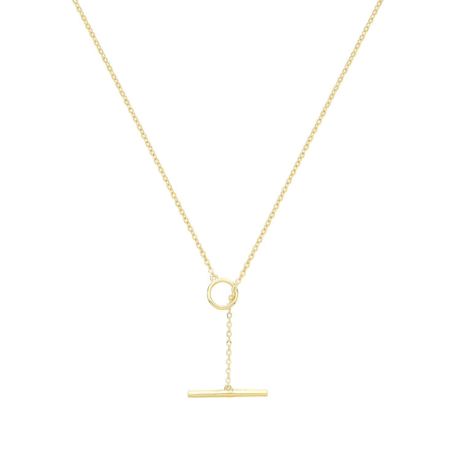9ct Gold Circle & T-Bar Necklace 17 inch | NEWBURY'S