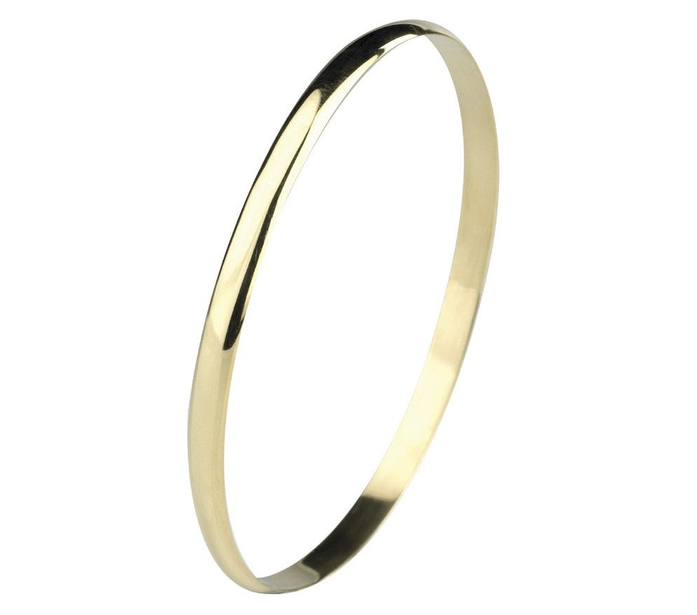 Solid 9ct Yellow Gold 3mm D Shape Bangle 6 grams | NEWBURY'S