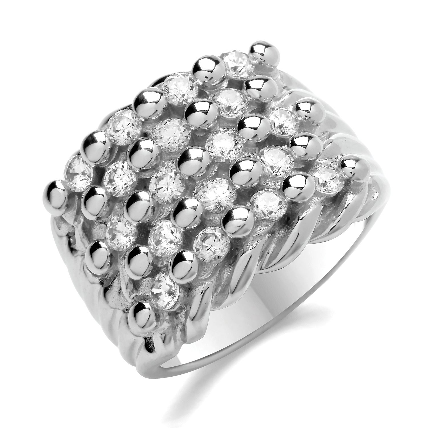 Men's heavy Sterling Silver 5 Row CZ Keeper Ring | Newbury's