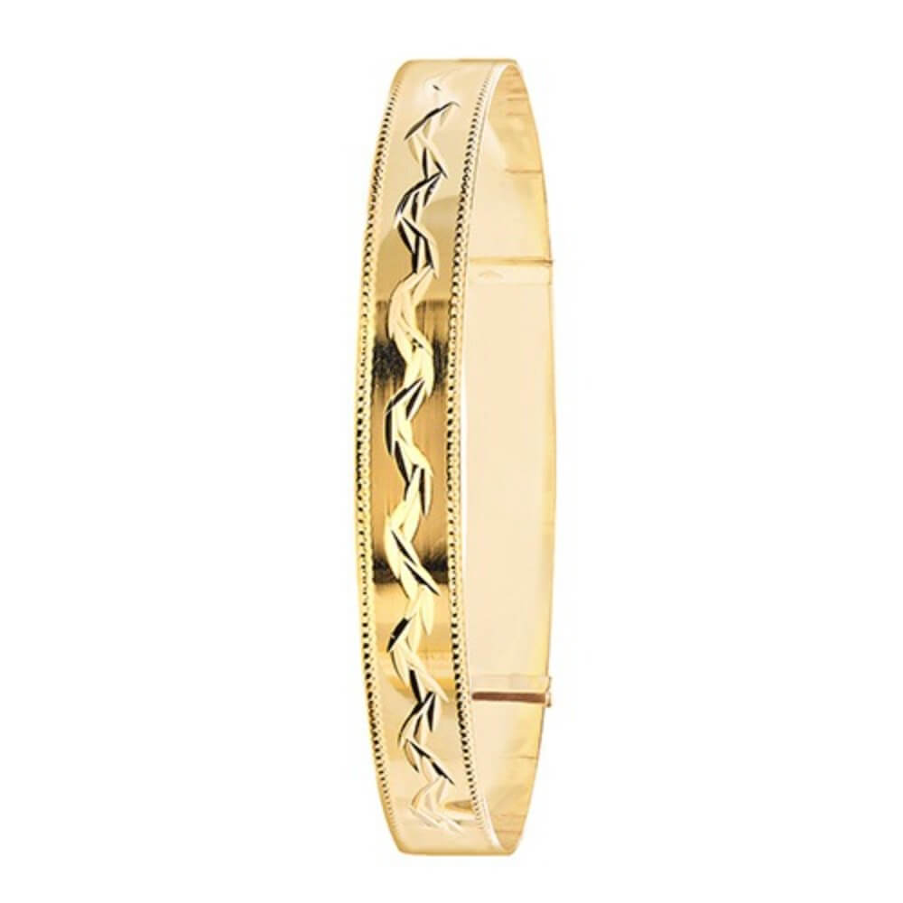 9ct Yellow Gold 7.5mm Ladies DC hinged Bangle | Newbury's